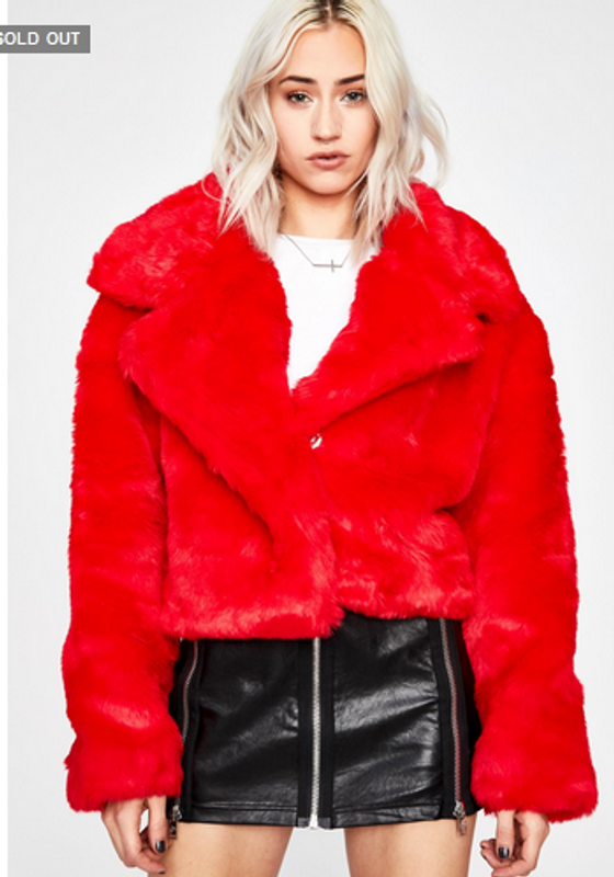 Women Red Faux Fur Jacket - Movie Leather Jackets