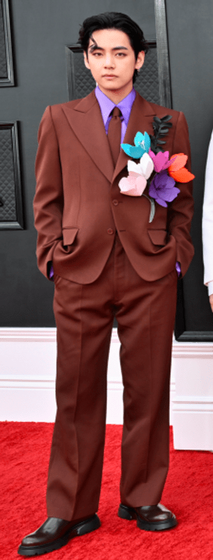 BTS Grammy 2022 V Brown Suit - Movie Leather Jackets
