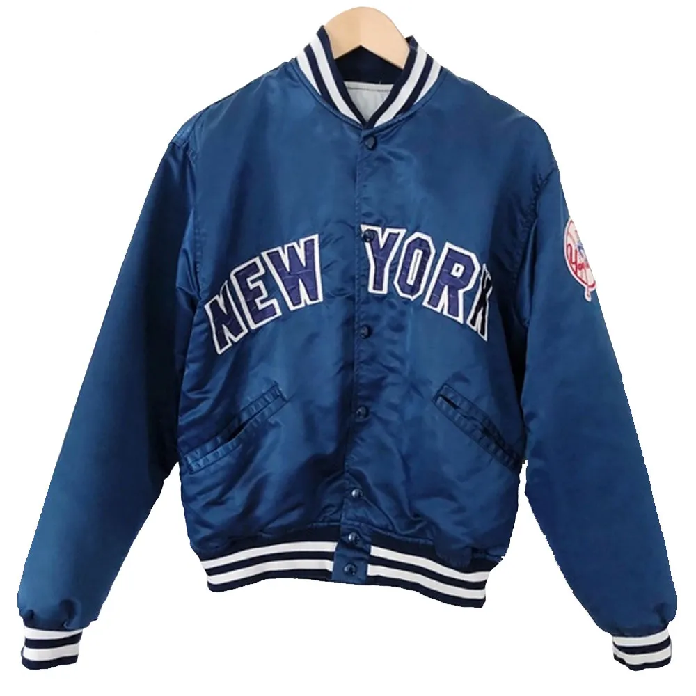 NY Yankees Dugout Satin Blue Jacket - MLJ