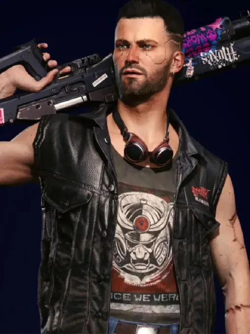 V Nomad Cyberpunk 2077 Black Vest - Movie Leather Jackets