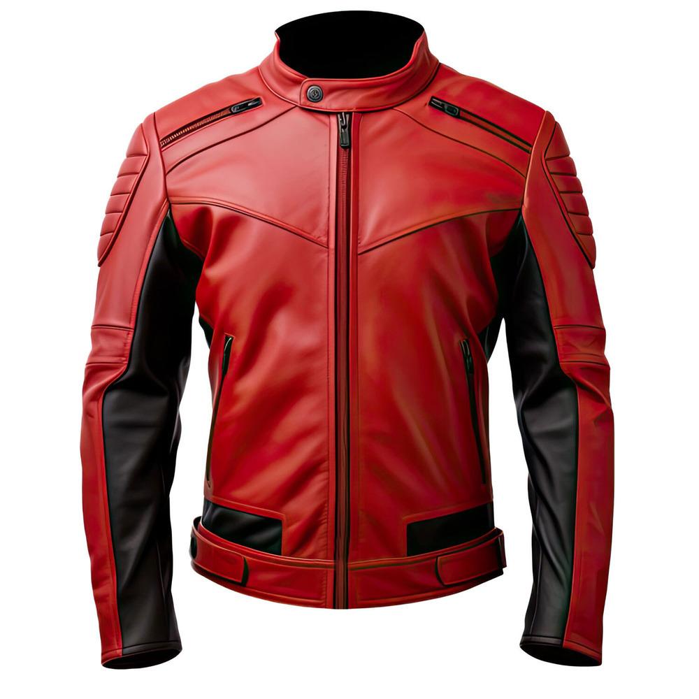 Men’s Red Leather Biker Jacket | Order Now!