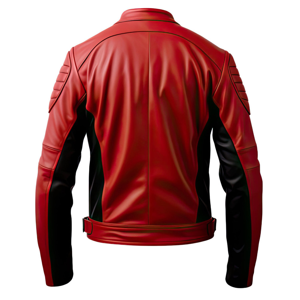 Men’s Red Leather Biker Jacket | Order Now!