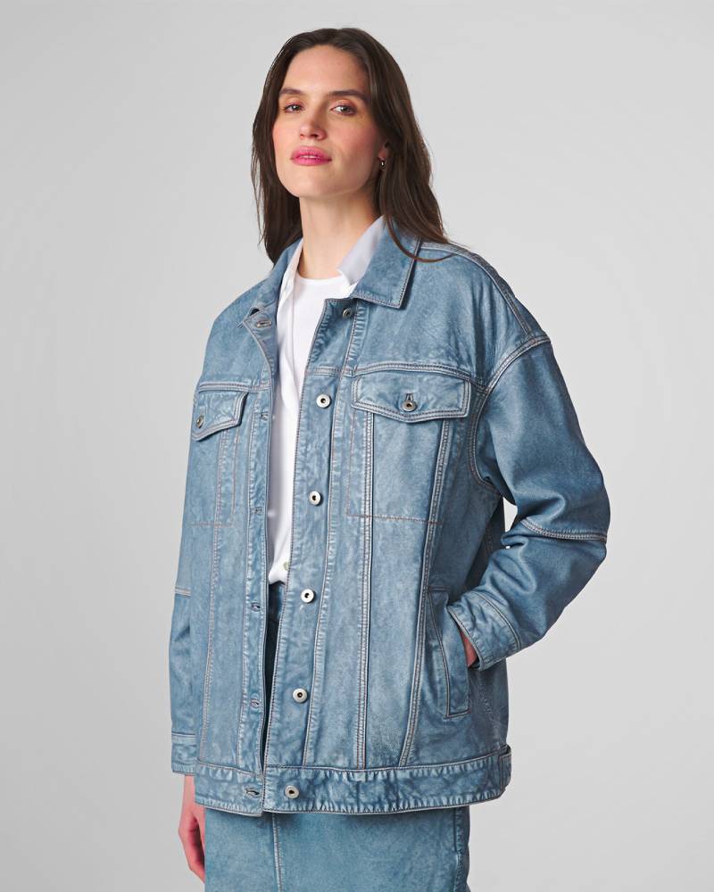 Sydney Oversized Denim Leather Jacket