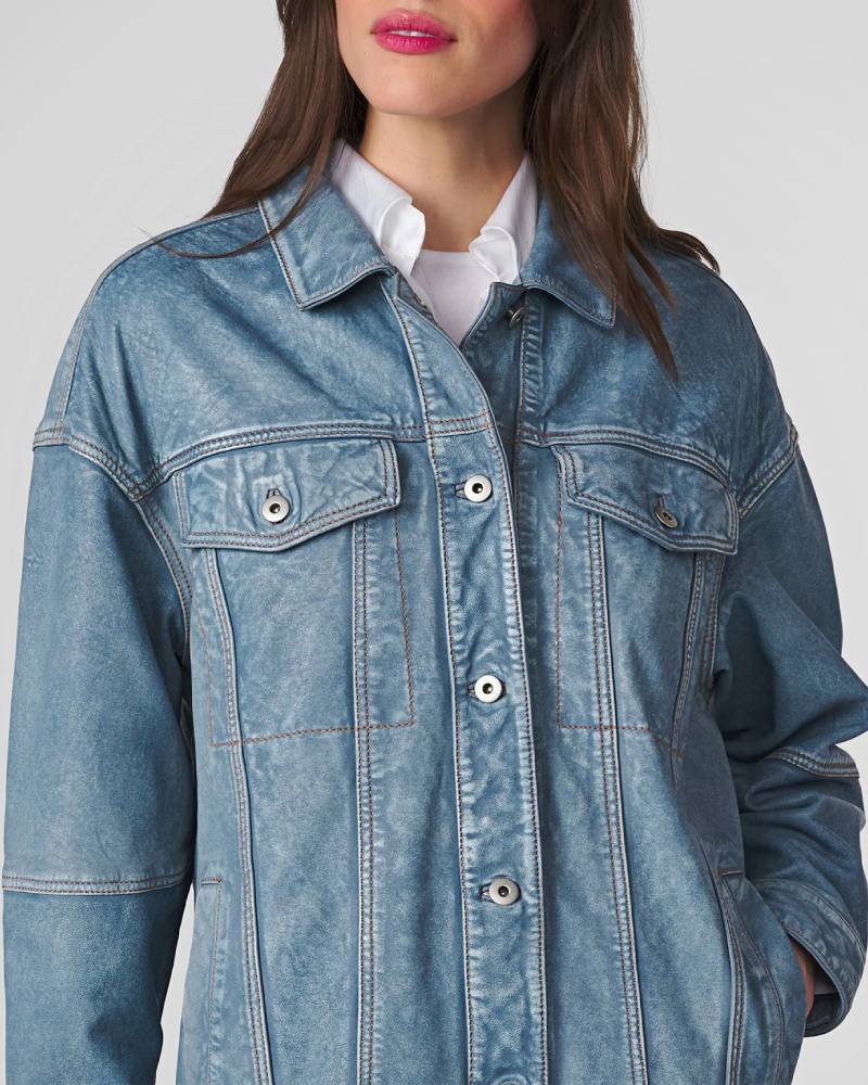 Sydney Oversized Denim Leather Jacket