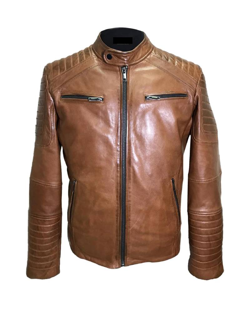 Zach Padded Biker Leather Jacket
